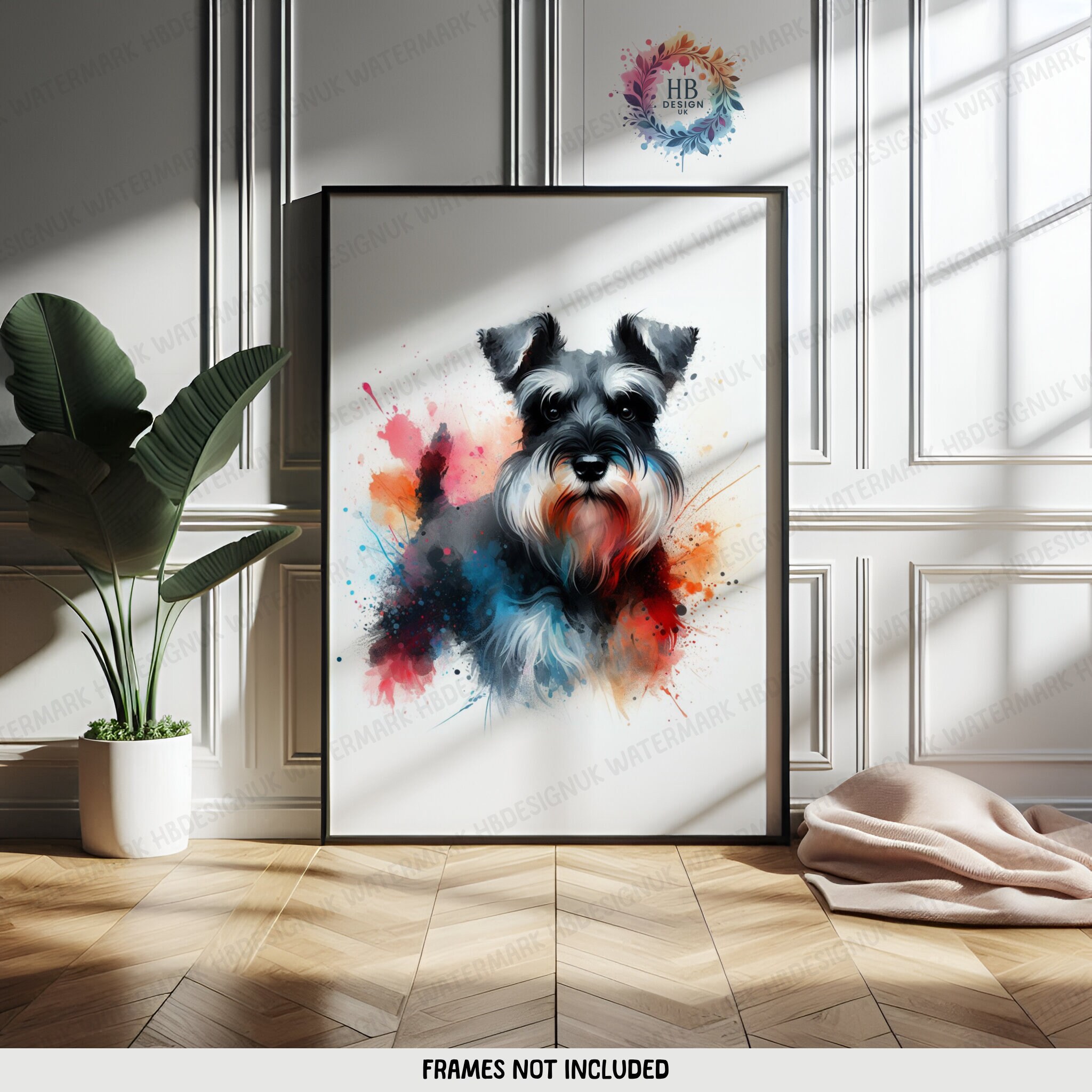 Miniature Schnauzer Dog Prints - Set of 3 Posters | Watercolor ...