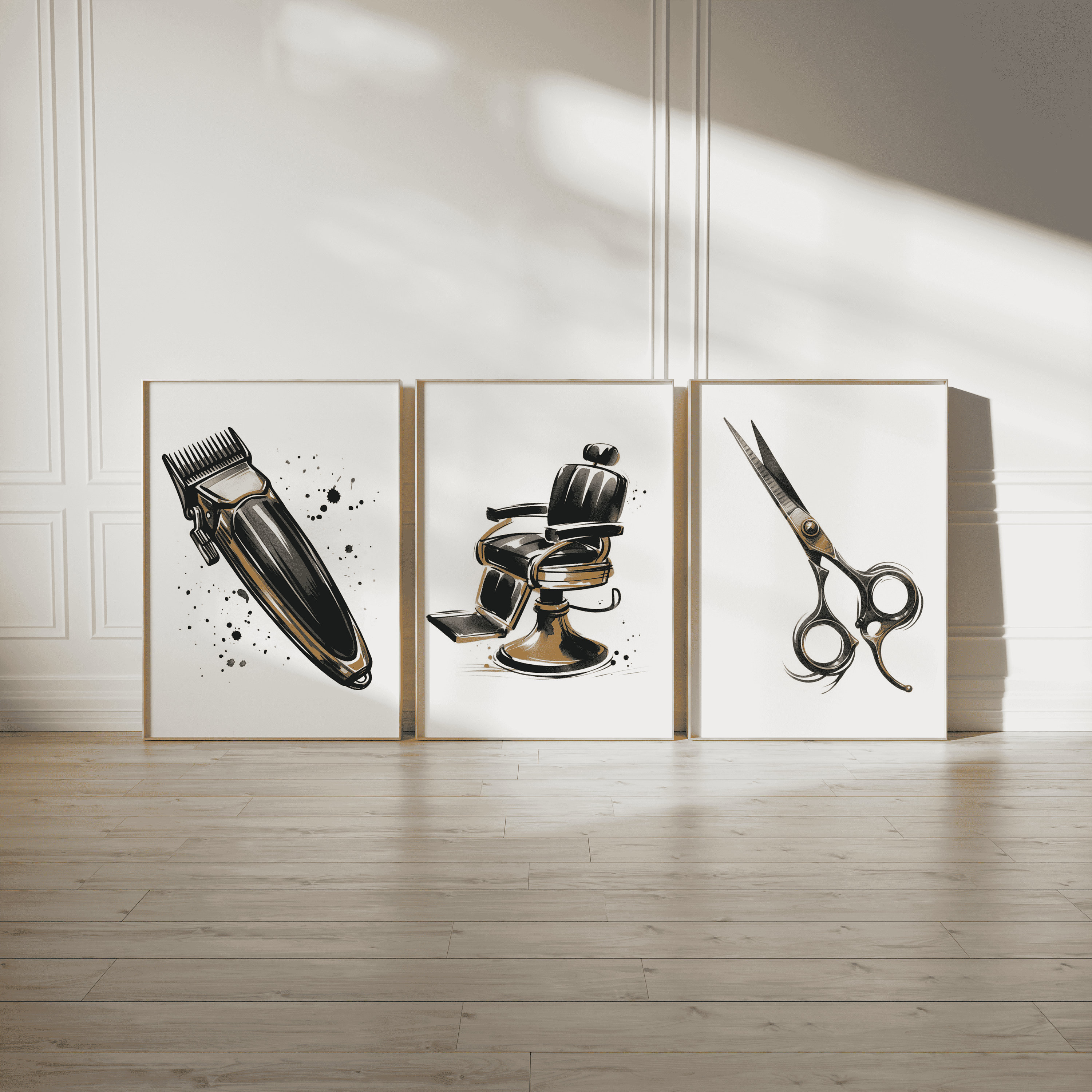 Barber Decor Set - 3 Barbers Posters | Haircut Shop Print | Men's ...