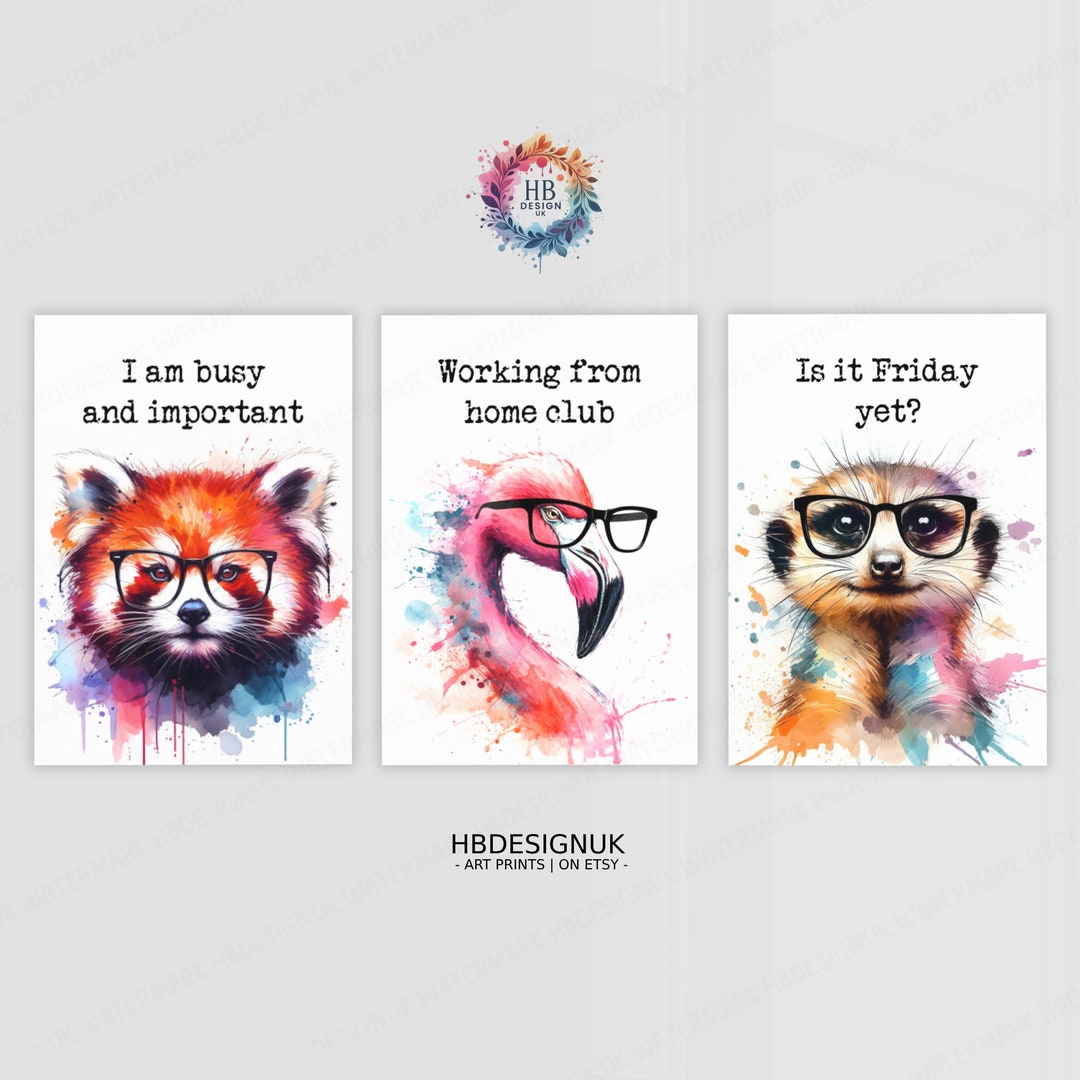 Funny Animal Office Prints - Set of 3 Posters | Fun Quotes Decor | Work ...