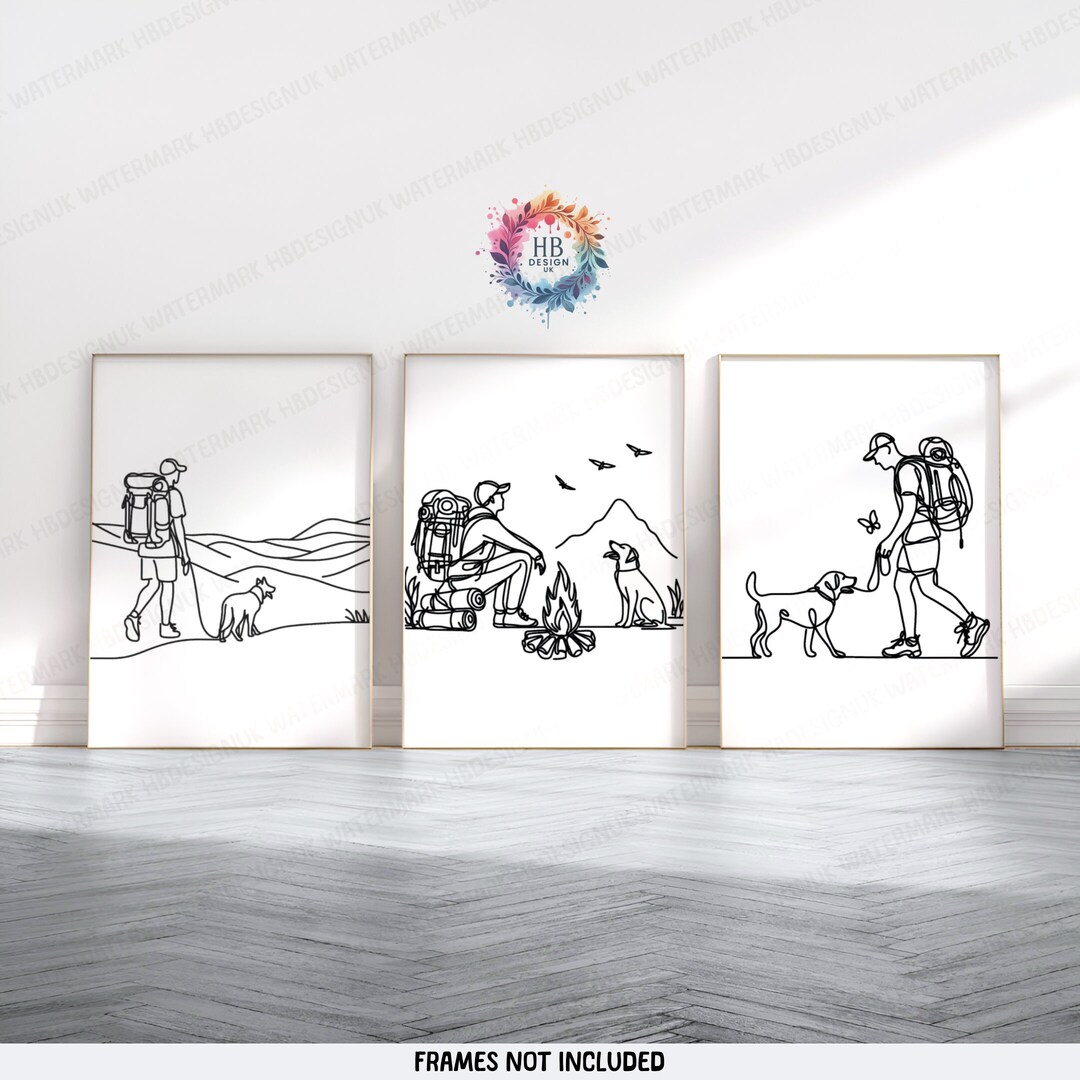 Minimalist Hiking Wall Art - Set of 3 Posters | Outdoor Prints | Man ...