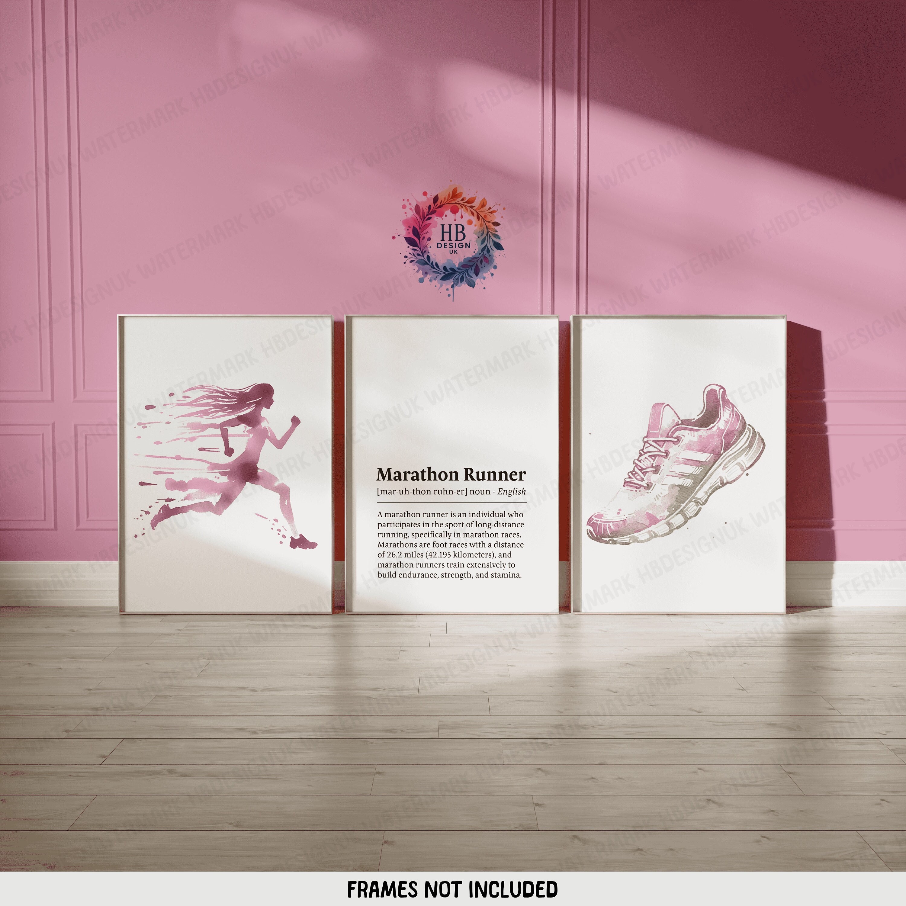 Marathon Runner Poster Set - 3 Runner Prints | Watercolour Wall Art ...