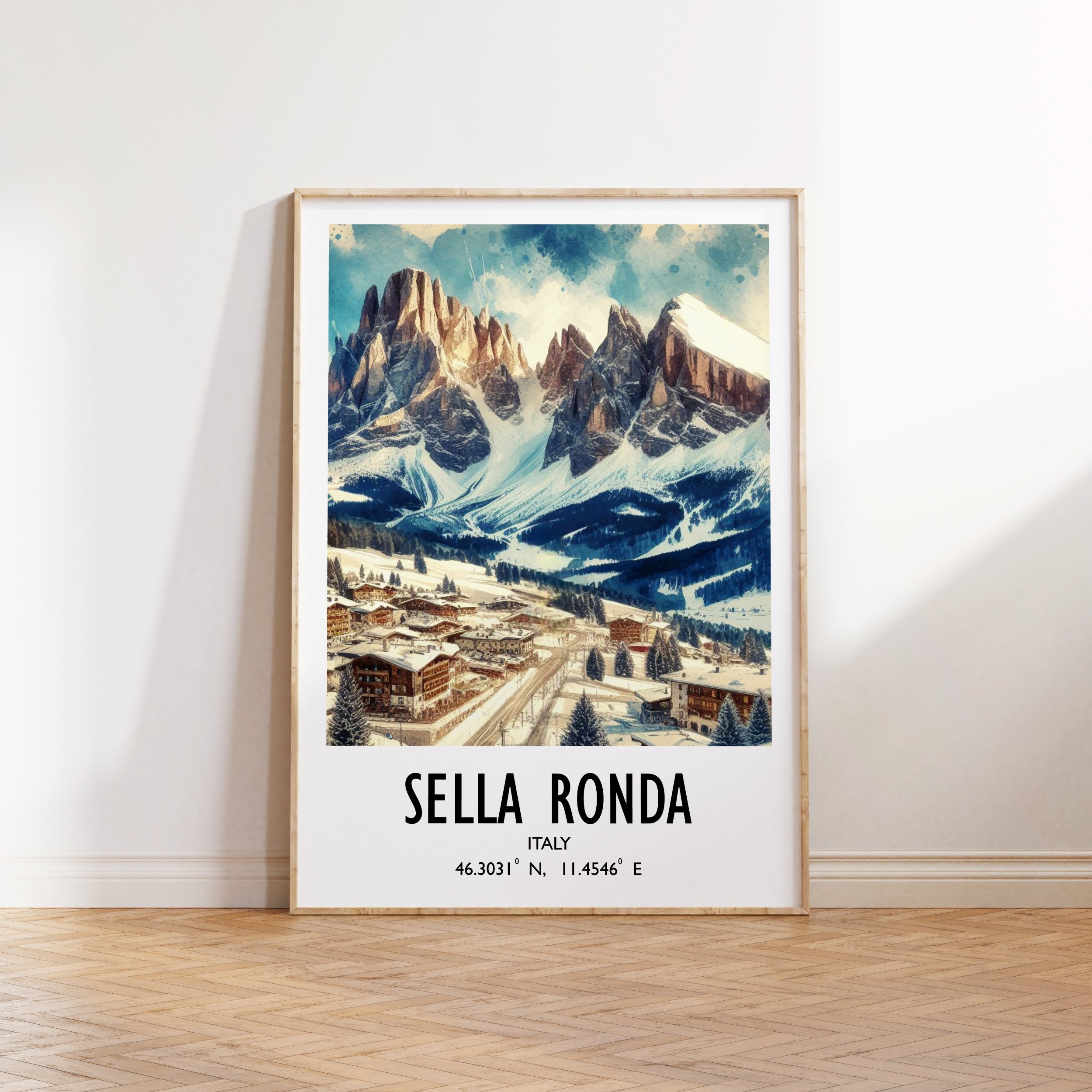 Sella Ronda Ski Poster Print - Watercolour Art Decor | Travel Wall ...