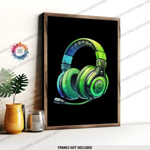 Neon Green Gamer Print Poster - Set of 3 Gaming Prints | Game Bedroom ...
