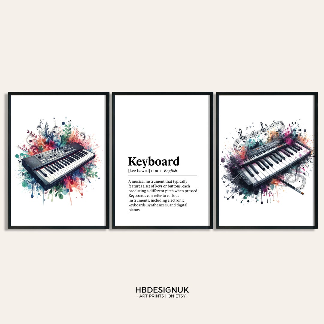 Keyboard Watercolour Art Print - Set of 3 Music Artwork | Watercolor ...