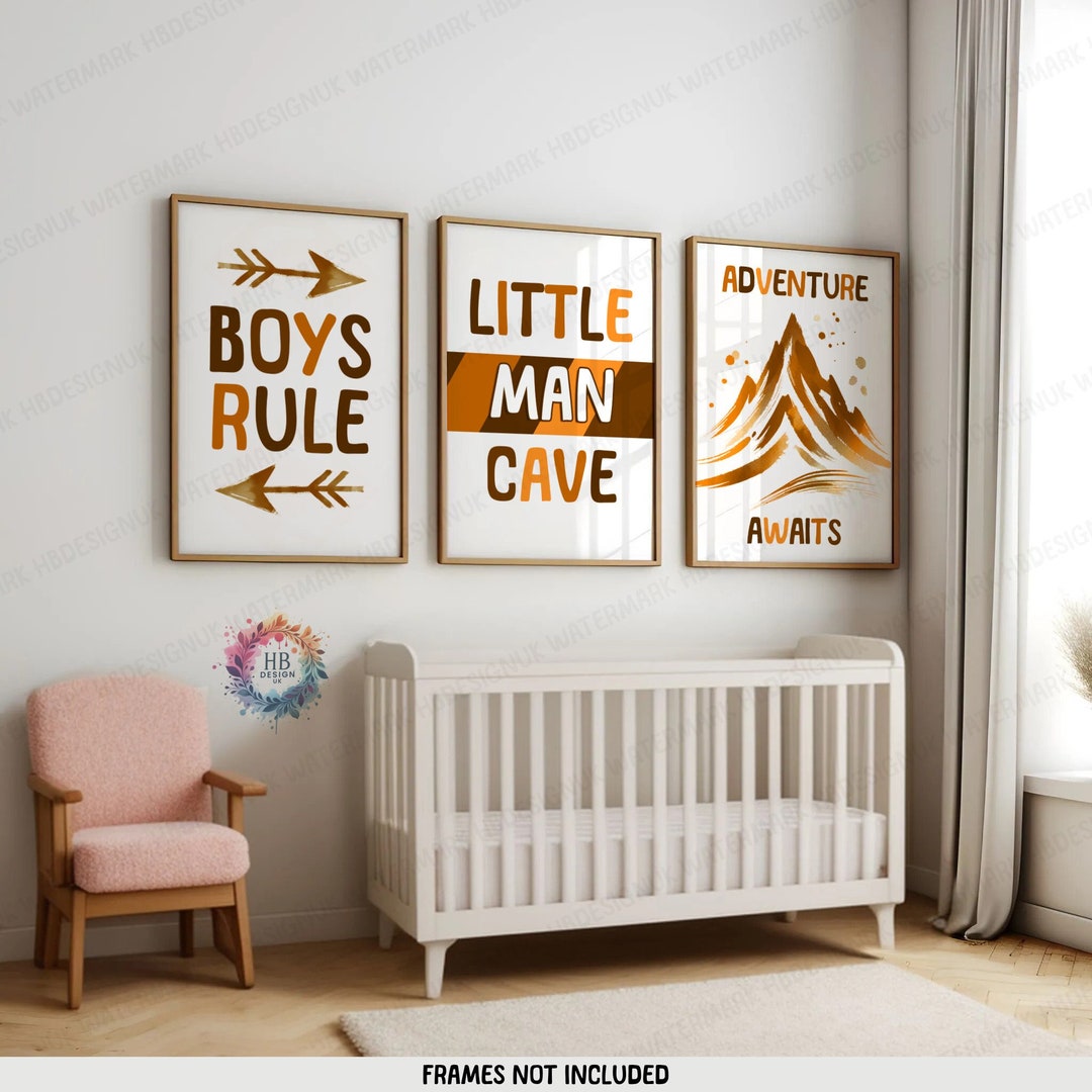 Baby Boys Print Set - 3 Posters | Little Man Cave Room Decor | Boys ...