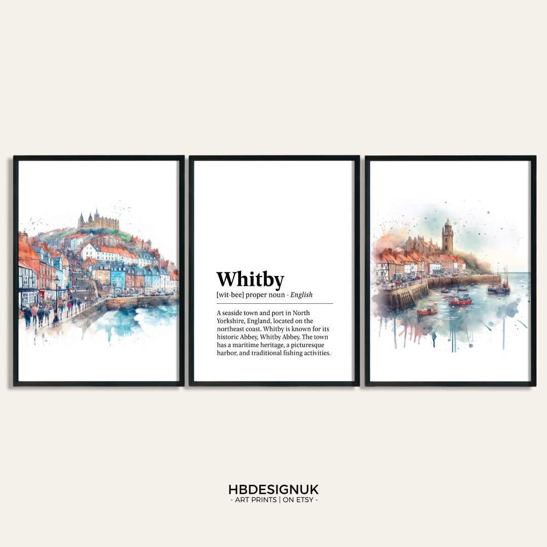Whitby Poster Set - Set of 3 Prints | Watercolour Yorkshire Print ...