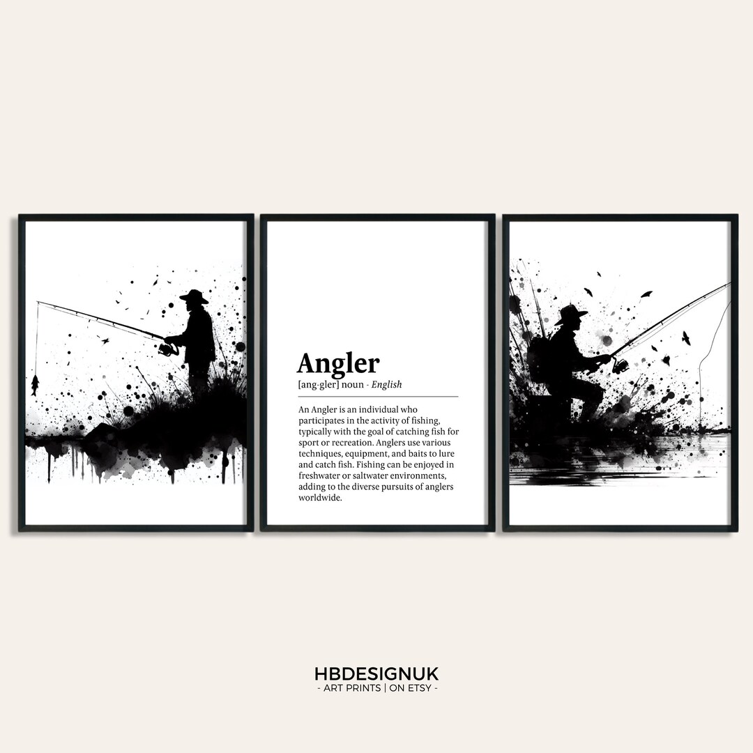 Angler Poster Print - Set of 3 Fisherman Prints | Fishing Gifts for Men ...