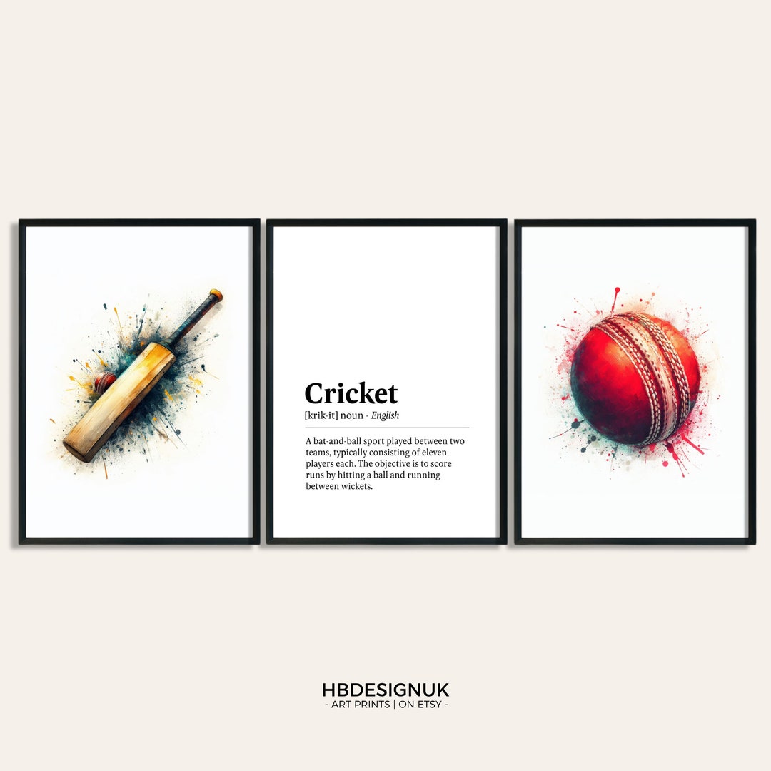 Cricket Print Set - Set of 3 Cricket Posters | Teen Room Decor Art ...