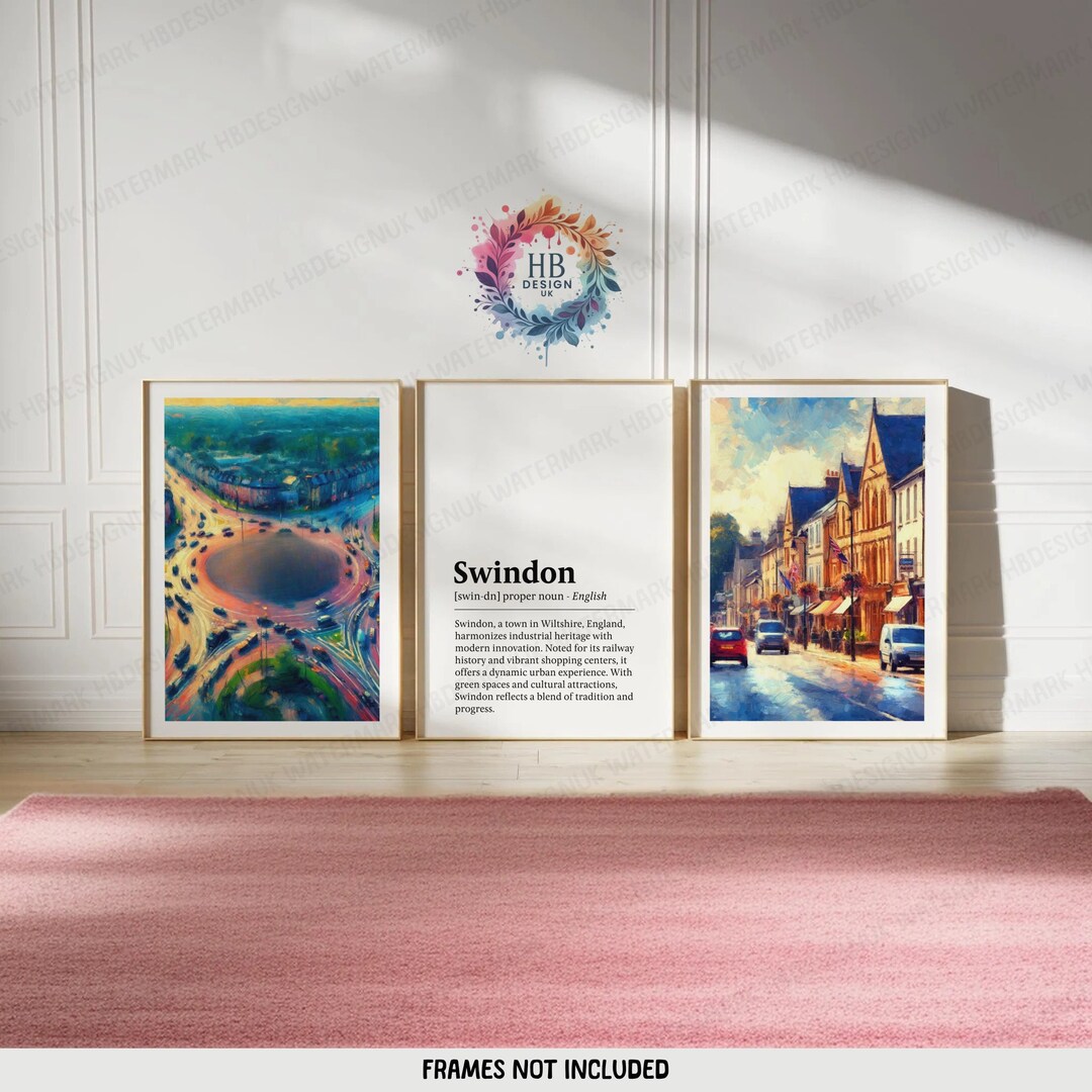 Swindon Poster Prints - Set of 3 Posters | Watercolour Wall Art Decor ...
