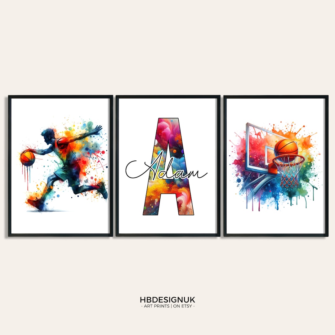 Custom Basketball Posters - Set of 3 Basketball Prints | Teen Room ...