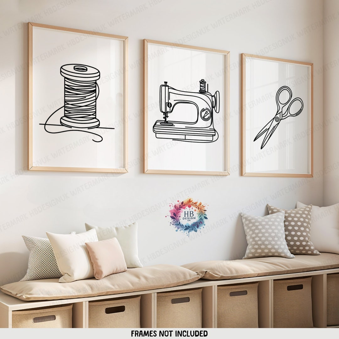 Minimalist Sewing Wall Art - Set of 3 Prints | Sew Poster Artwork ...