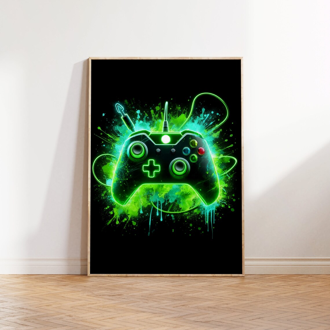 Neon Green Gamer Print Poster Set of 3 Gaming Prints Game Bedroom Decor ...