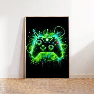 Neon Green Gamer Print Poster Set of 3 Gaming Prints Game Bedroom Decor ...
