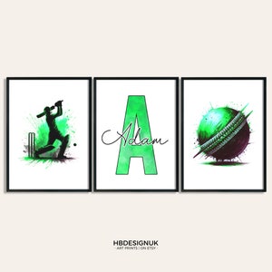 Custom Cricket Posters - Set of 3 Cricket Prints | Personalised Cricket ...