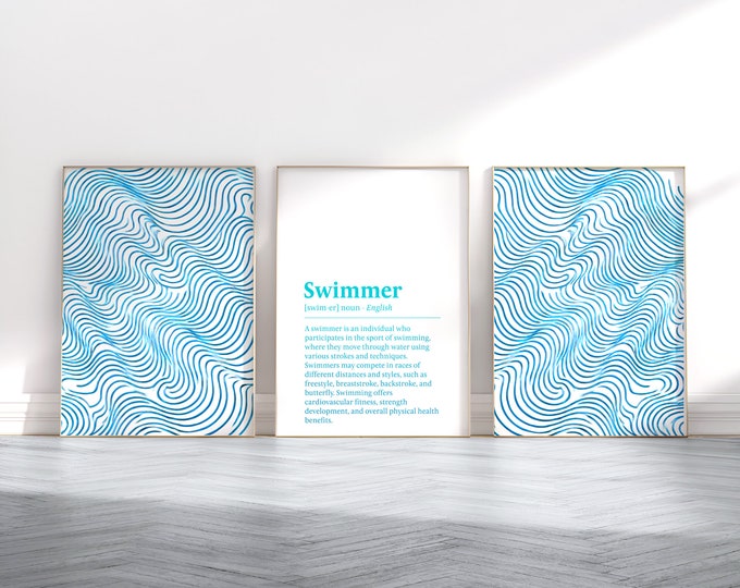 Swimming Pool Wall Art, Swimming Art Print, Swimming Poster, Blue Art ...
