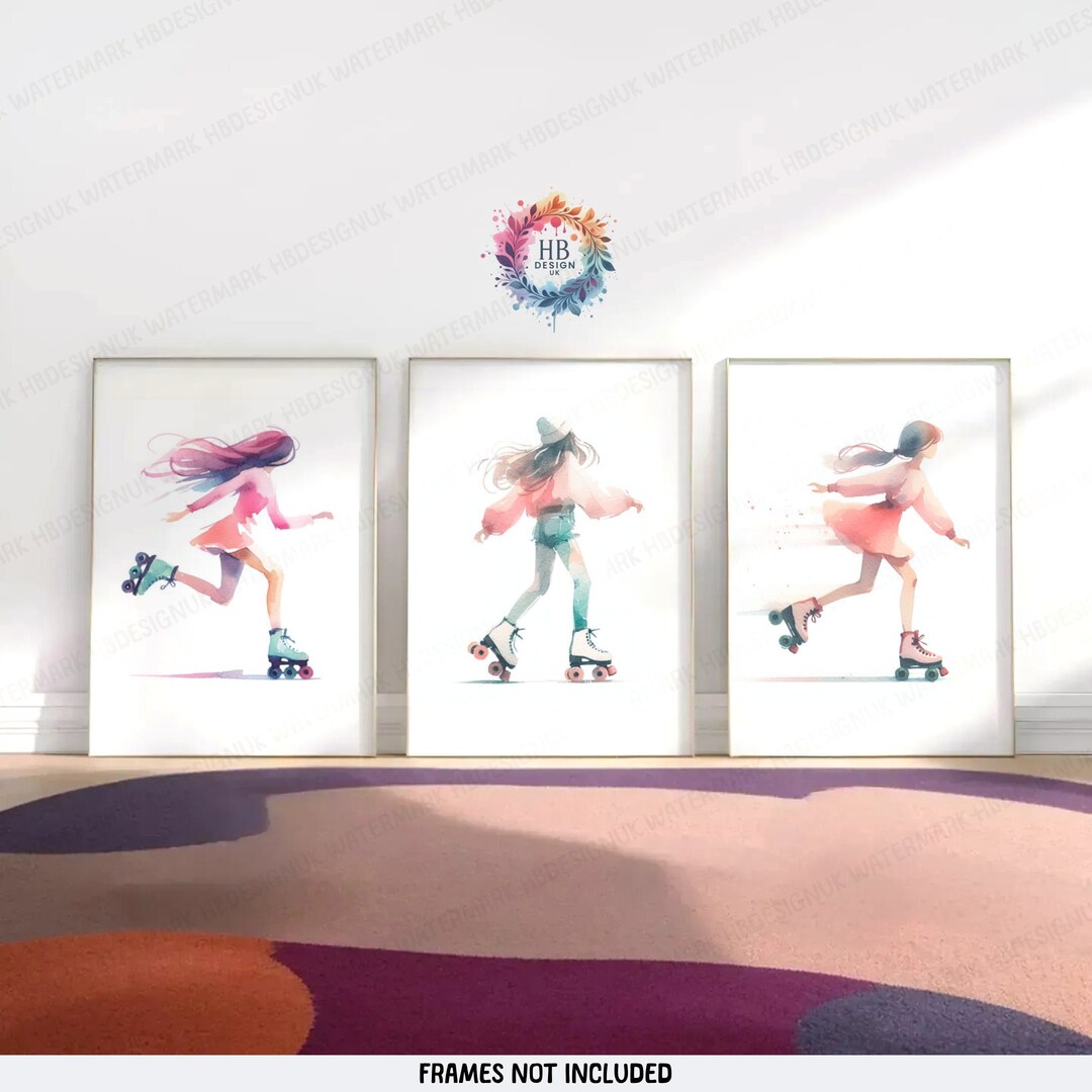 Roller Skating Wall Art - 3 Prints | Girls Bedroom Posters ...