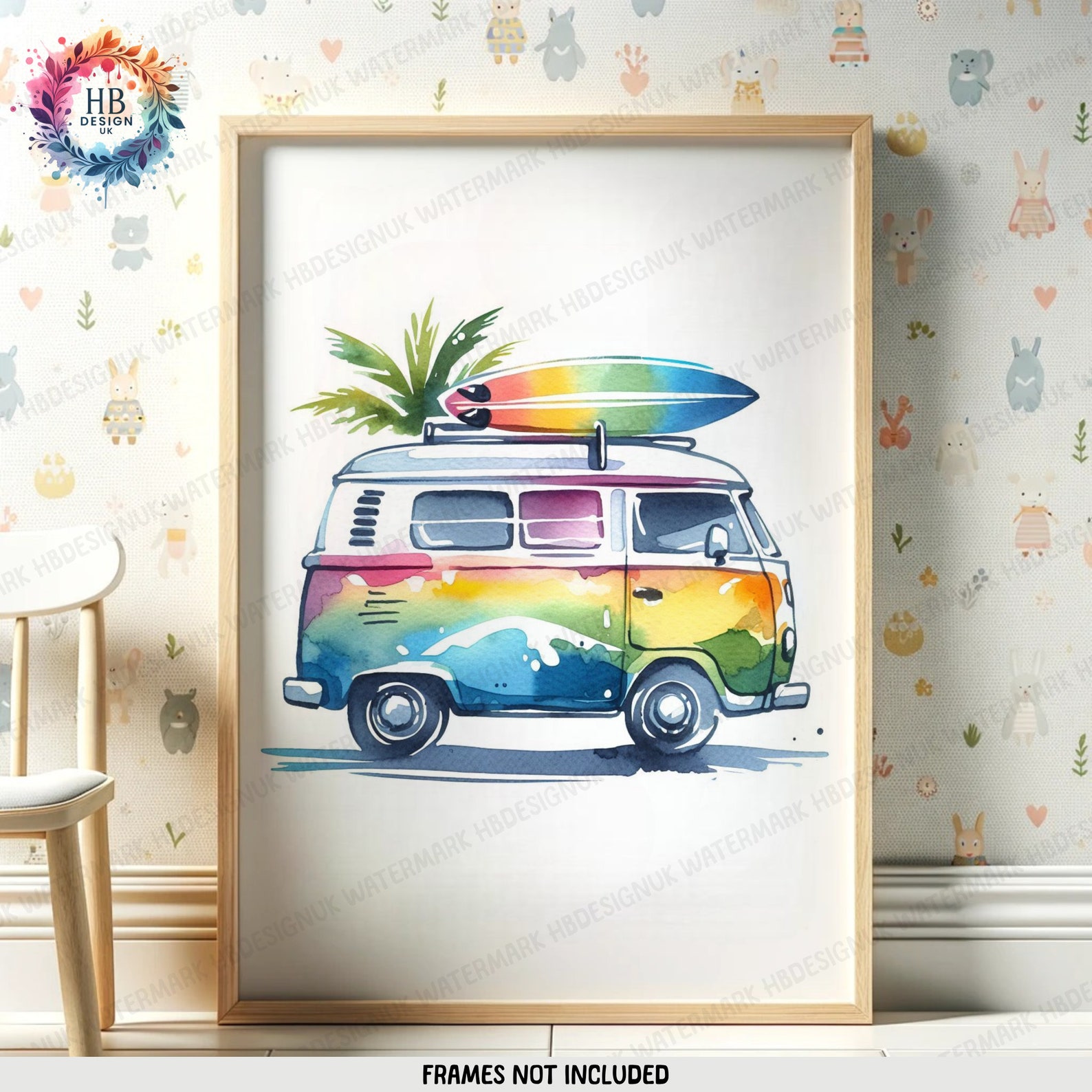Colourful Surfing Print Set - 3 Posters | Surfer Wall Art | Kids Surf ...
