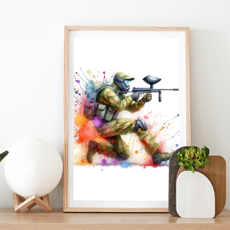 Paintball Print Poster Set of 3 Paintballing Posters Room Decor Art ...