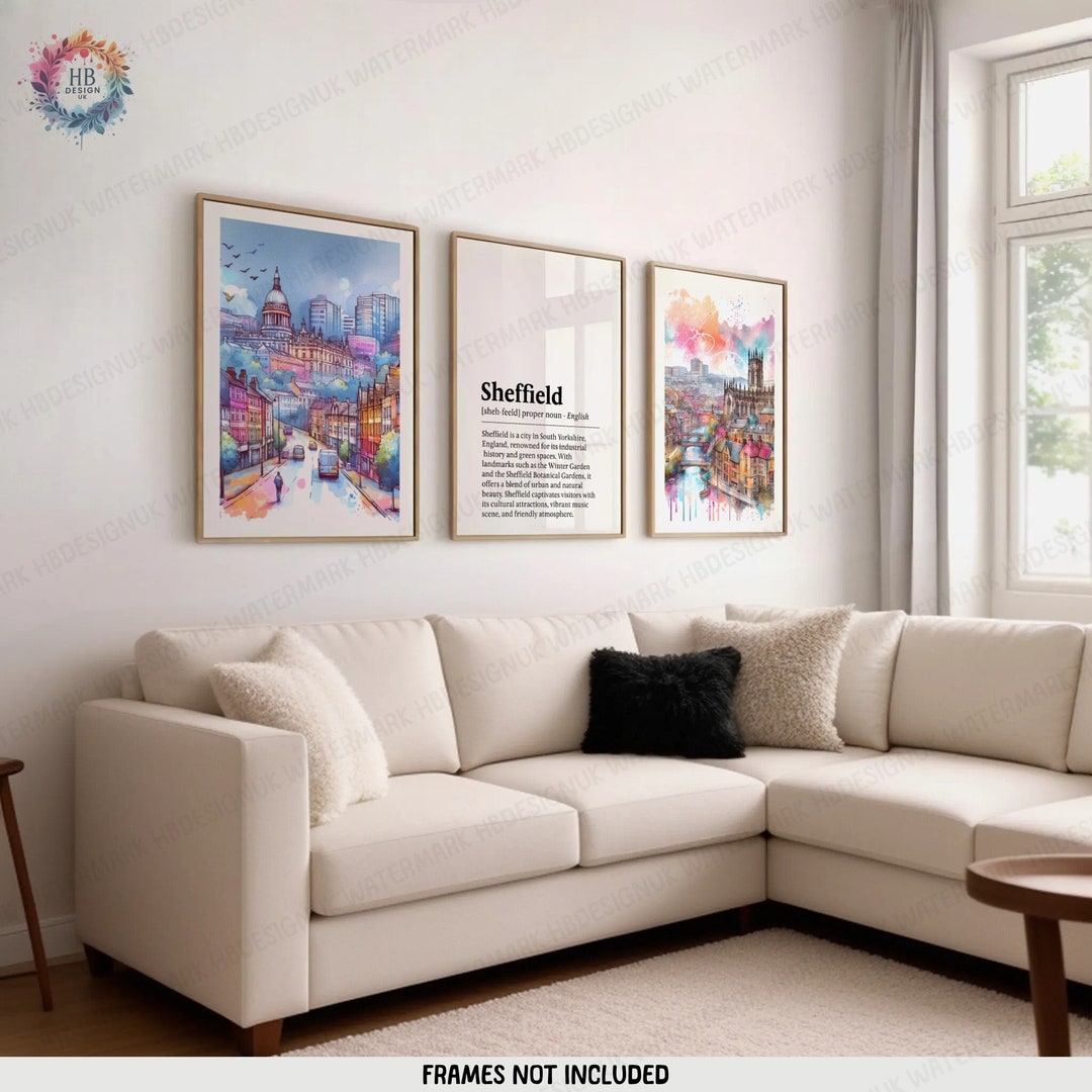 Sheffield Poster Prints - Set of 3 Posters | England Travel Wall Art ...