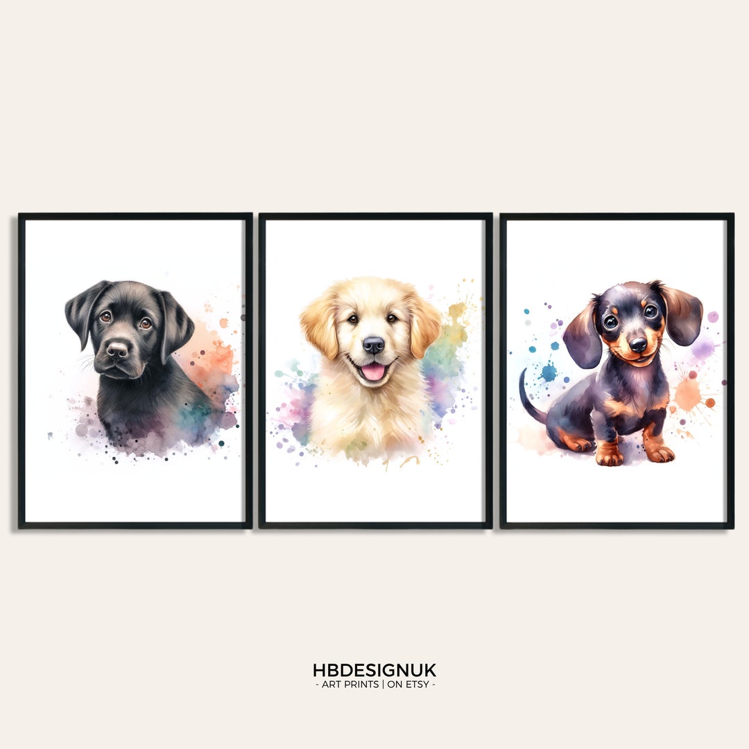 Dogs Nursery Print Set - Set of 3 Posters | Dog Pet Nursery Theme ...