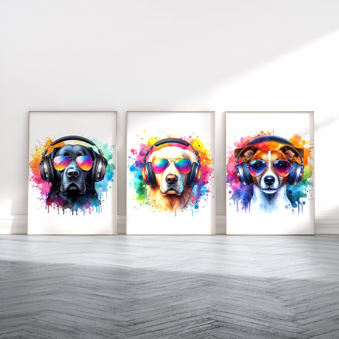 Dog Gaming Prints - Set of 3 Gamer Posters | Boys Bedroom Decor | Video ...
