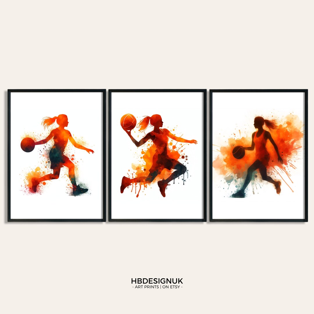 Female Basketball Poster Print Set - Set of 3 Basketballer Art ...