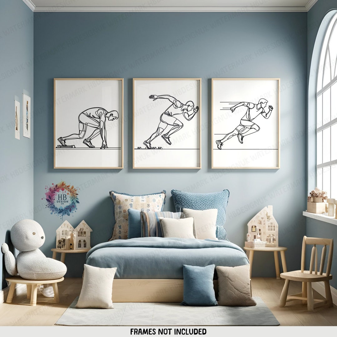 Minimal Athletics Print Set - Set of 3 Runner Posters | Sprinter Art ...