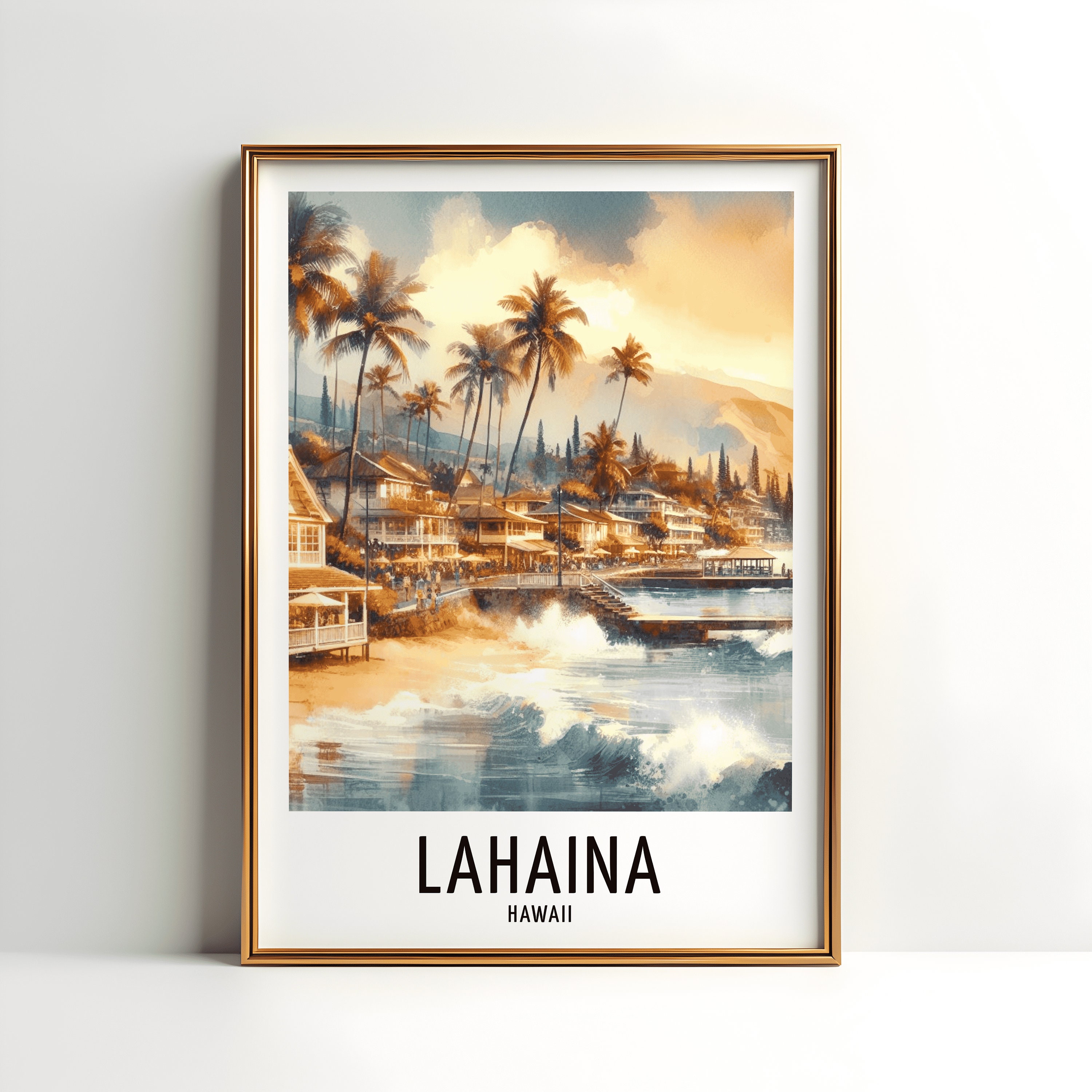 Lahaina Travel Print - Watercolour Poster Design | Wall Artwork ...