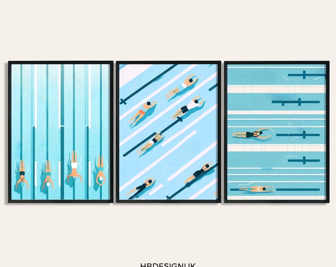 Swimming Pool Wall Art, Swimming Art Print, Swimming Poster, Blue Art ...