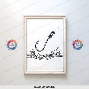 Minimalist Fishing Prints Set of 3 Fisherman Prints Fishing Gifts for Men Line Drawing Art ...