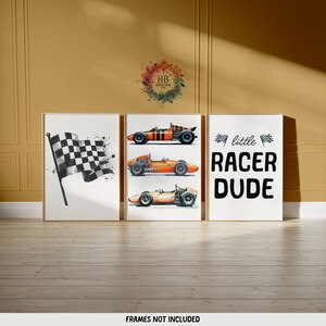 Racing Car Nursery Prints - Set of 3 Posters | Little Racer Dude ...