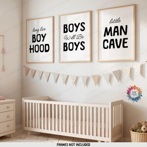 Little Man Cave Poster - Set of 3 Prints | Nursery Room Decor | Little ...