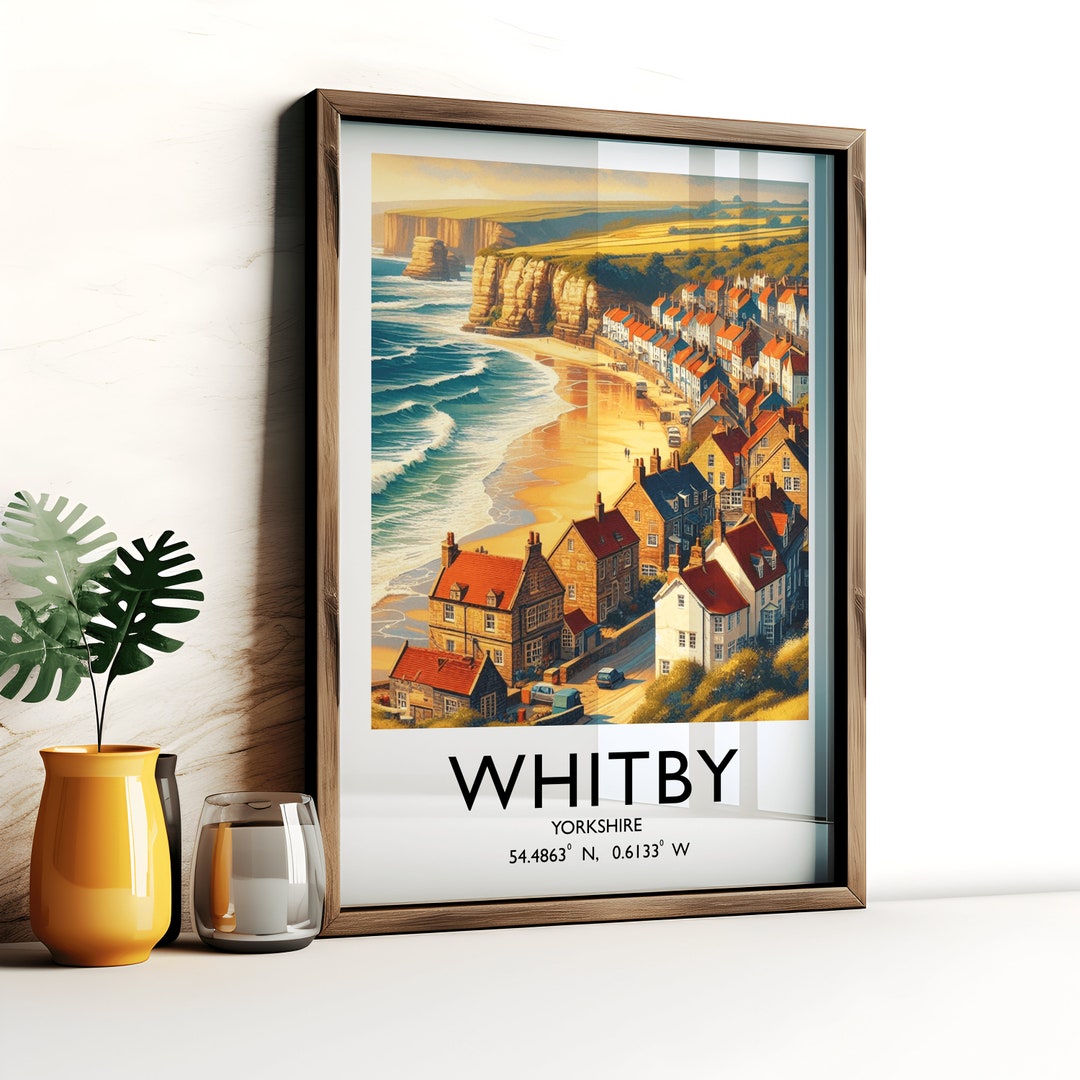 Whitby Travel Print - Watercolour Poster Design | Travel Wall Artwork ...