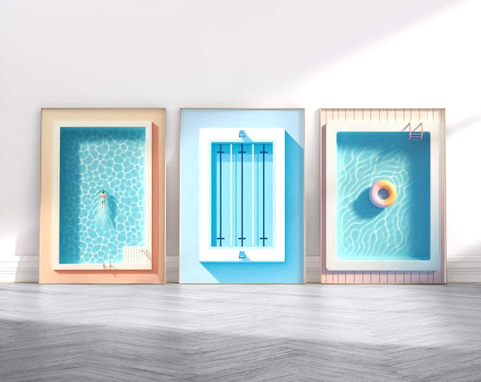 Swimming Pool Wall Art, Swimming Art Print, Swimming Poster, Blue Art ...
