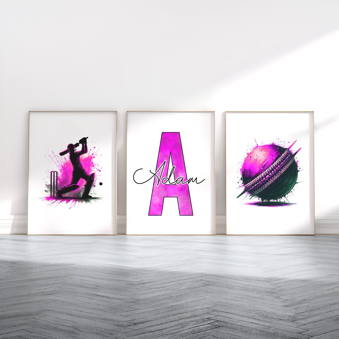 Custom Cricket Art Print - Set of 3 Cricket Poster Prints ...