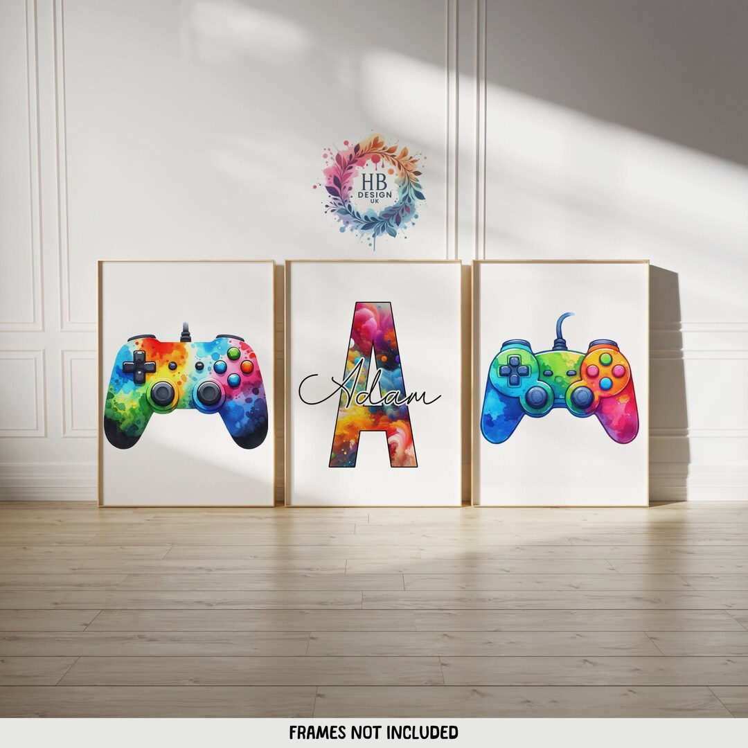Custom Gaming Posters - Set of 3 Gamer Prints | Game Boys Bedroom Decor ...