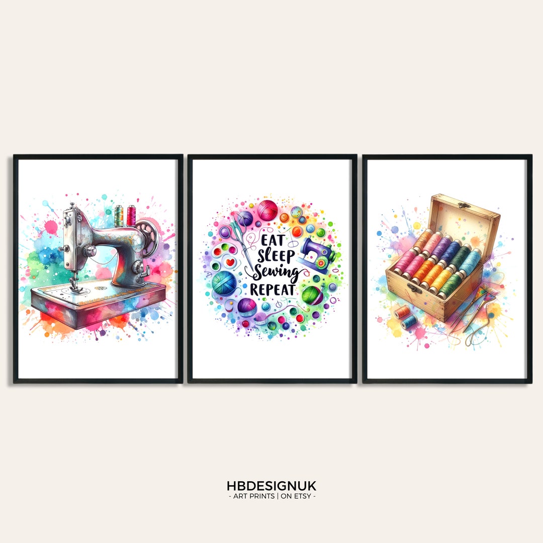 Sewing Art Print - Set of 3 Posters | Watercolour Print | Sewing ...