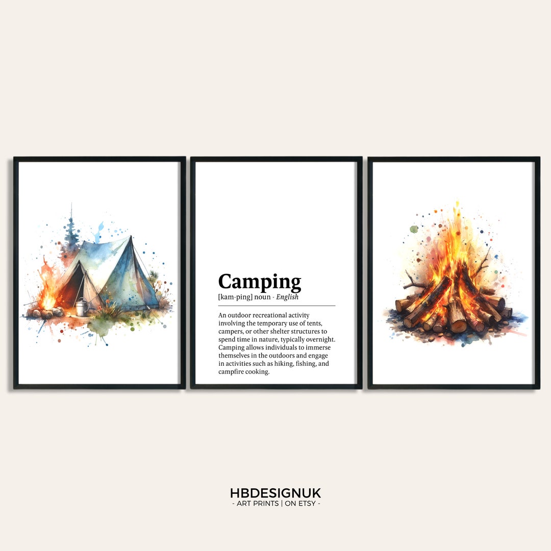 Camping Poster Set - Set of 3 Prints | Watercolor Painting ...