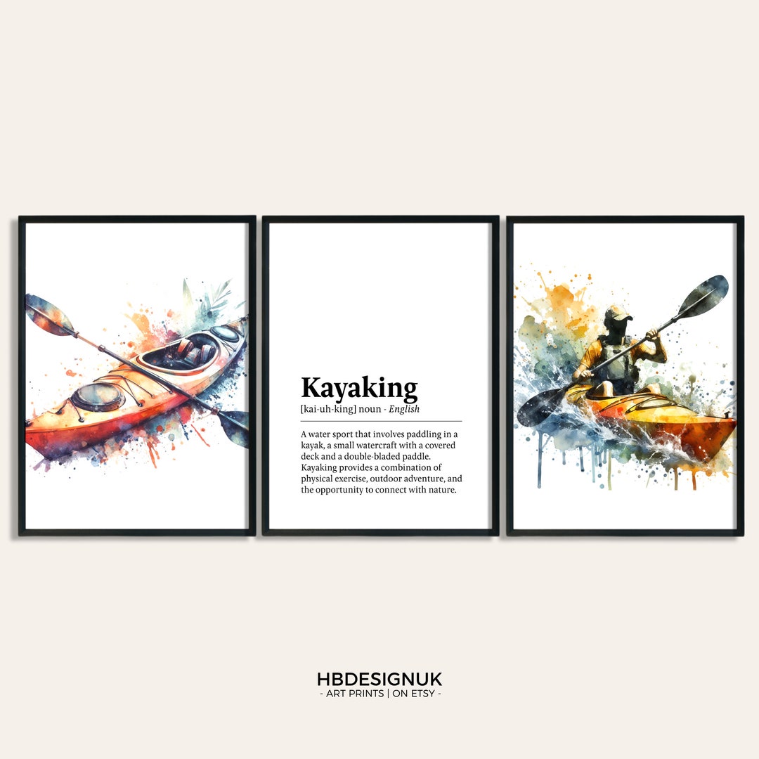 Kayak Poster Set - Set of 3 Prints | Watercolor Painting | Watercolour ...
