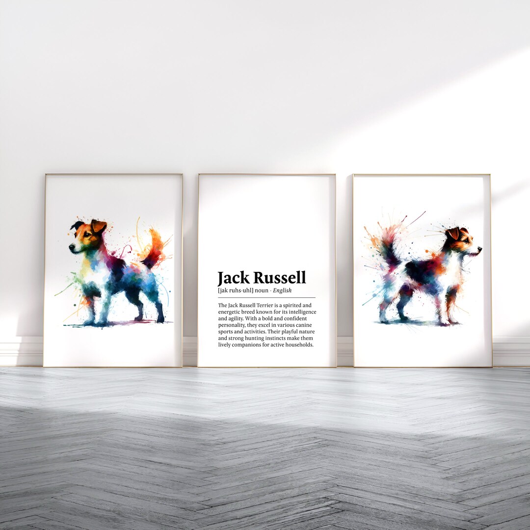 Jack Russell Dog Prints - Set of 3 Posters | Watercolour Definition ...