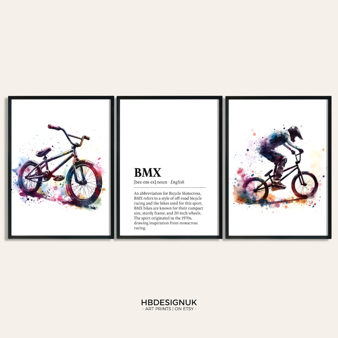 BMX Prints Set - Set of 3 Posters | Watercolor Painting | Watercolour ...