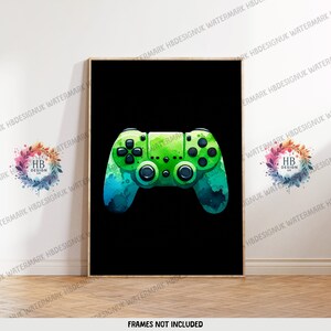Neon Green Gamer Print Poster - Set of 3 Gaming Prints | Game Bedroom ...