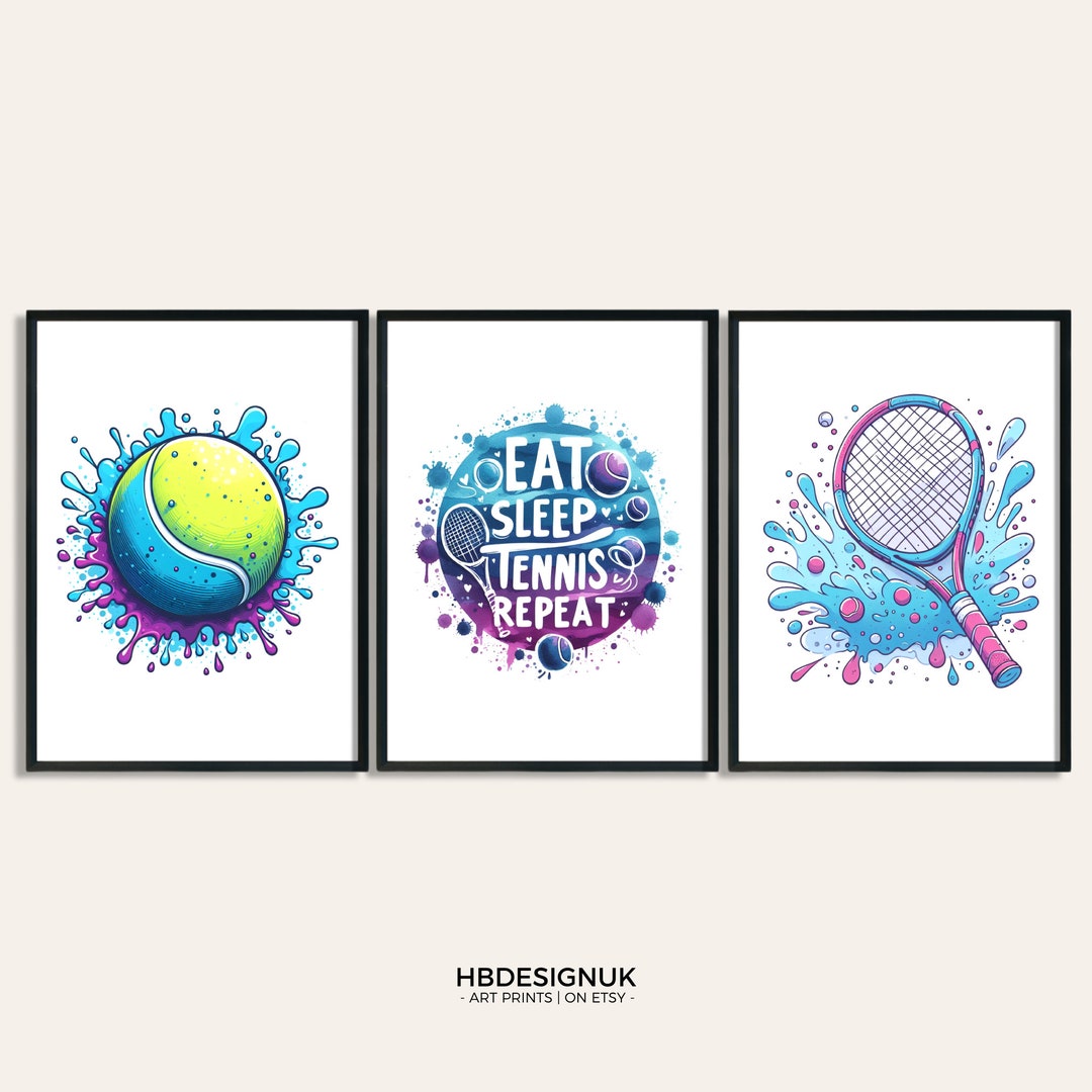 Tennis Wall Art Print - Set of 3 Tennis Posters | Tennis Player Prints ...