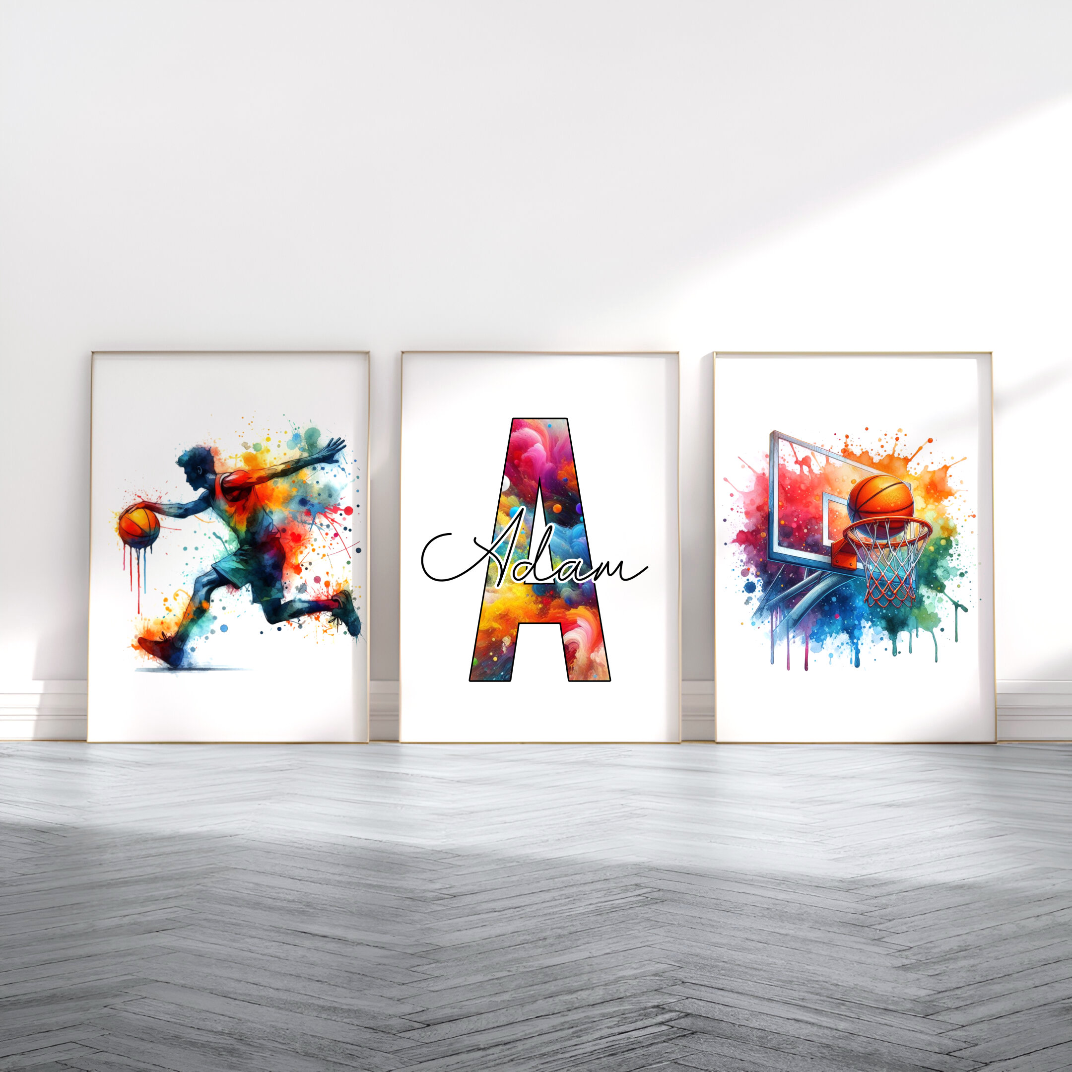 Custom Basketball Posters Set of 3 Basketball Prints Teen Room Decor ...