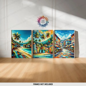 Caribbean Travel Poster Prints - Set of 3 Posters | Wall Art Decor ...