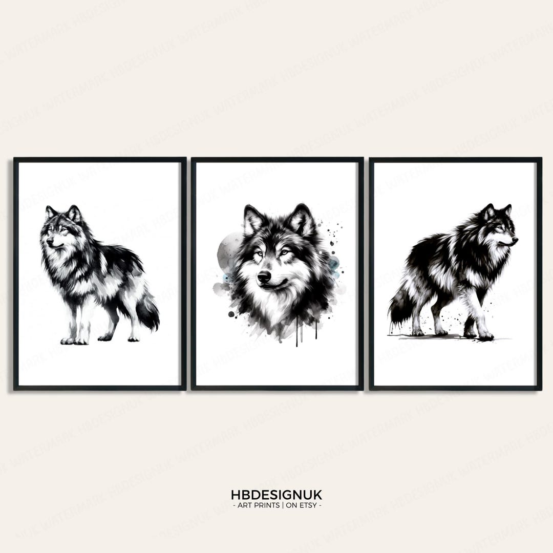 Black and White Wolf Prints - Animal Art Print | Wolf Wall Artwork ...