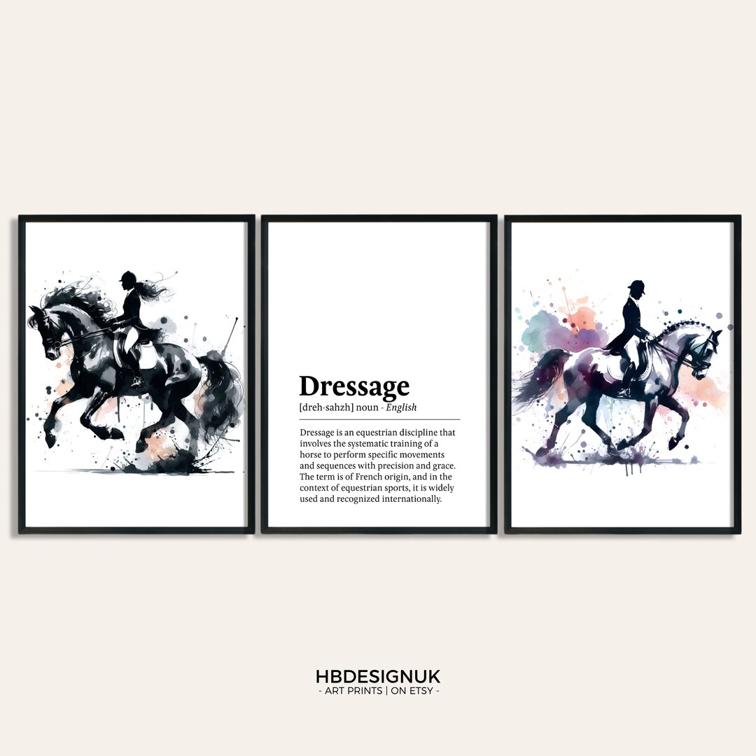 Dressage Print Poster - Set of 3 Wall Art | Horse Print Set ...