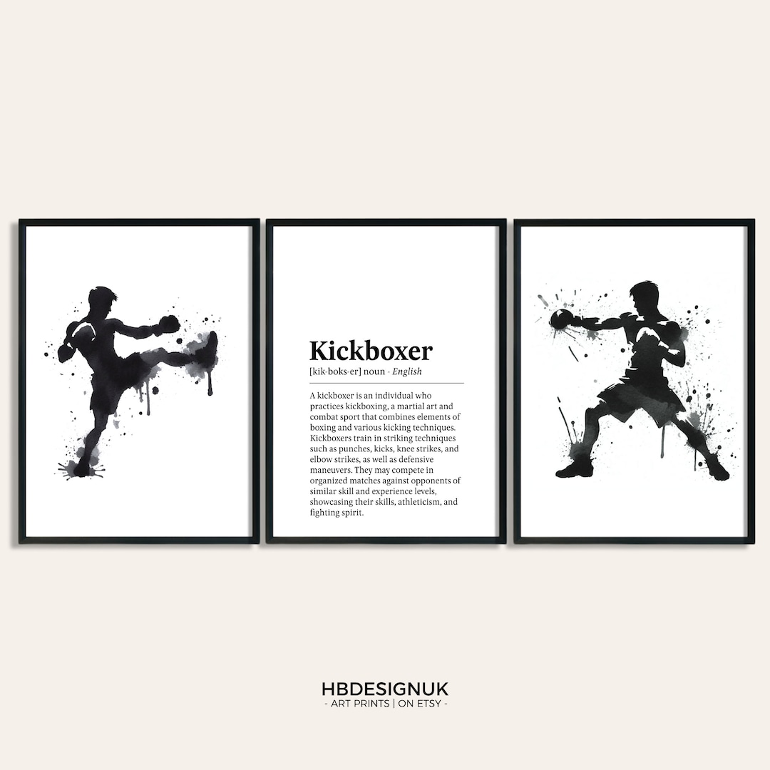 Kickboxer Definition Print Set - 3 Kickboxing Posters | Mens Boxing ...