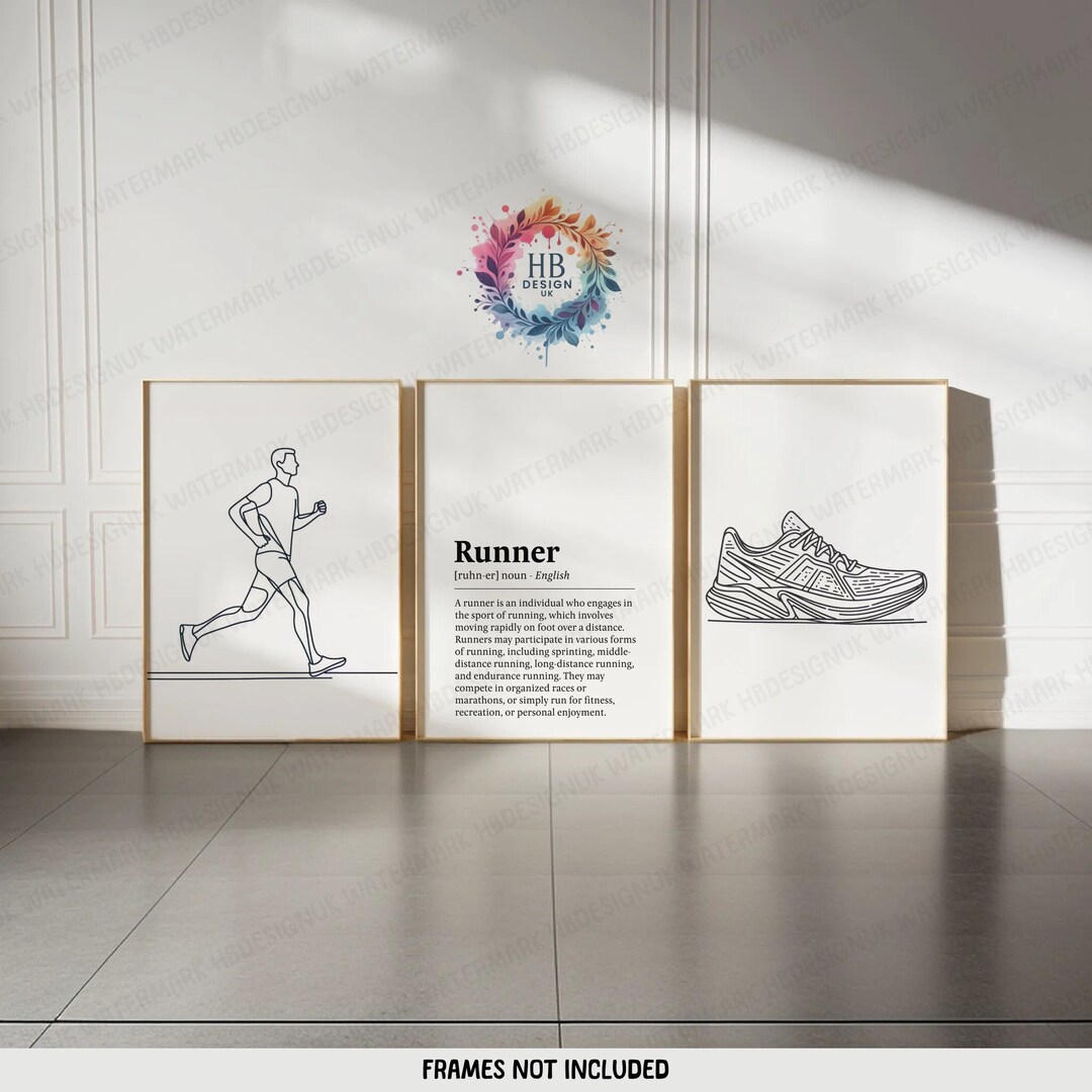 Minimalist Runner Print Set - 3 Runner Posters | Line Drawing Wall Art ...