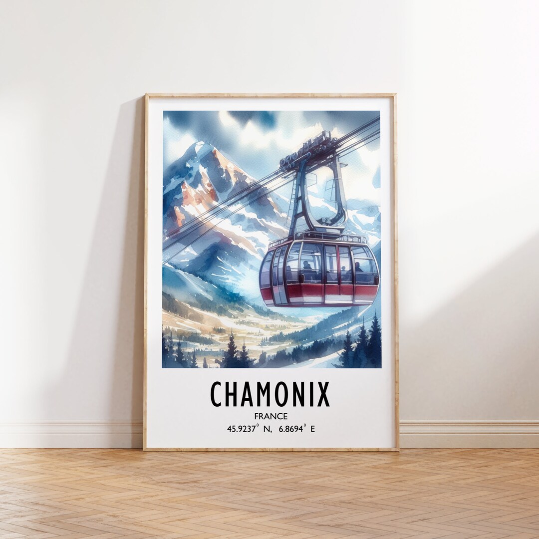 Chamonix Ski Poster - Watercolour Art Print | Travel Wall Artwork ...